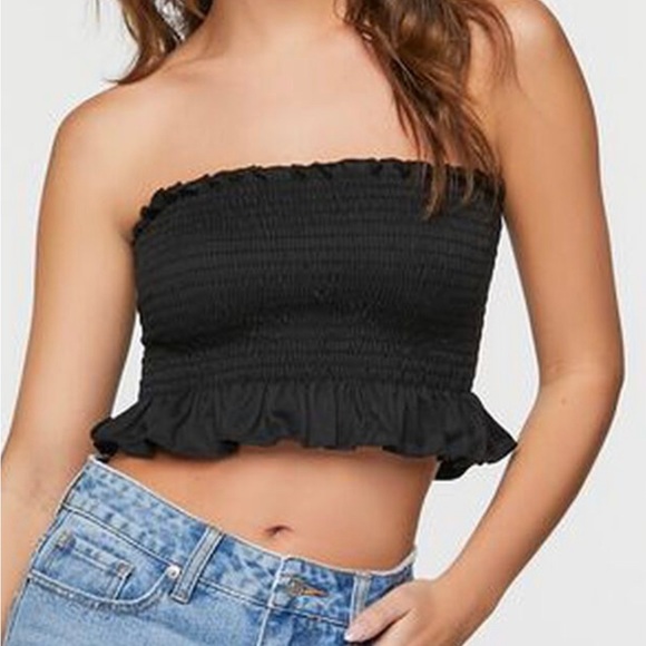 Tres Bien | Tops | Nwt Tc Ellis Black Smocked Ruffle Top | Poshmark